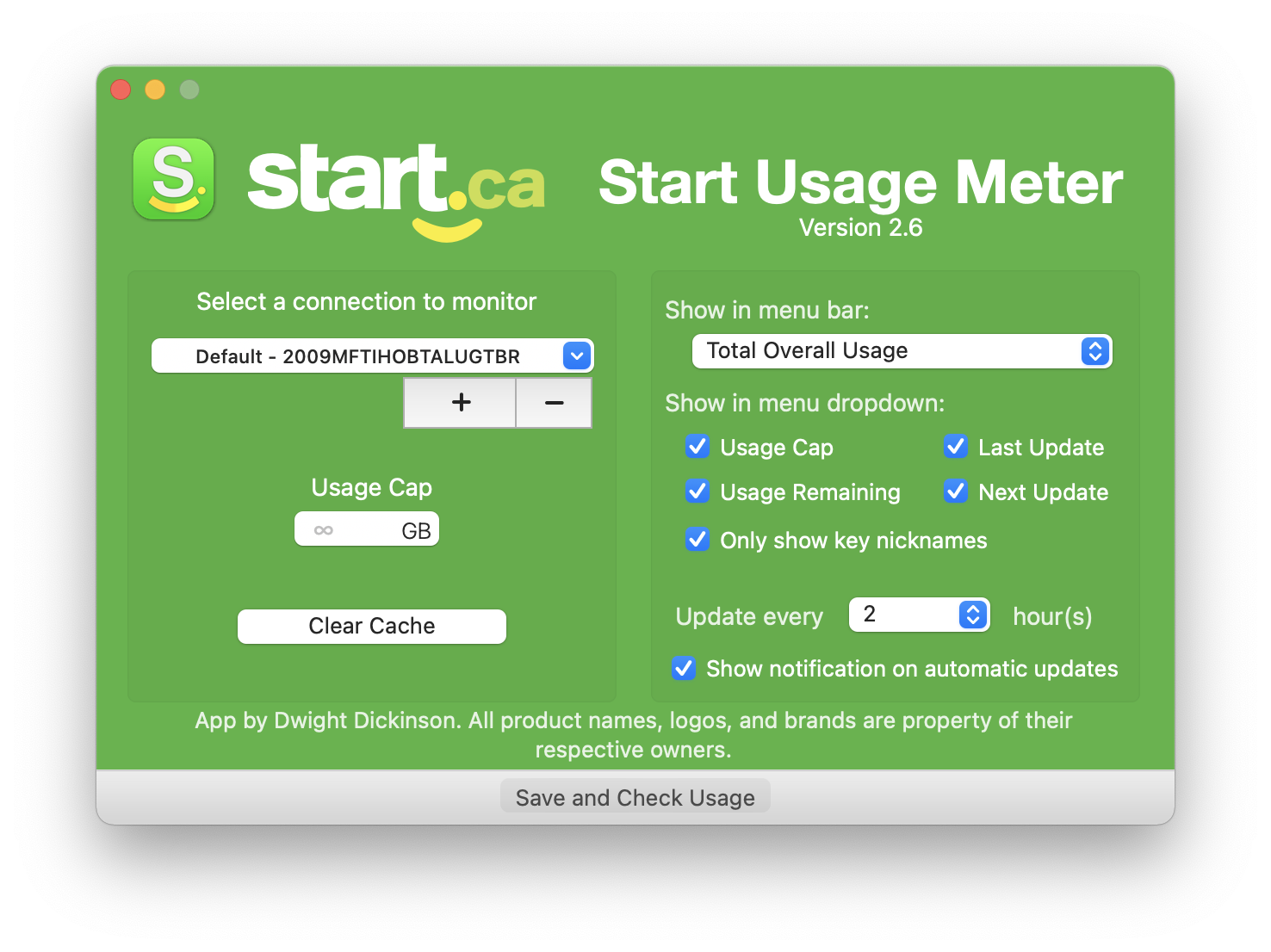 Start Usage Meter – Dwight Dickinson